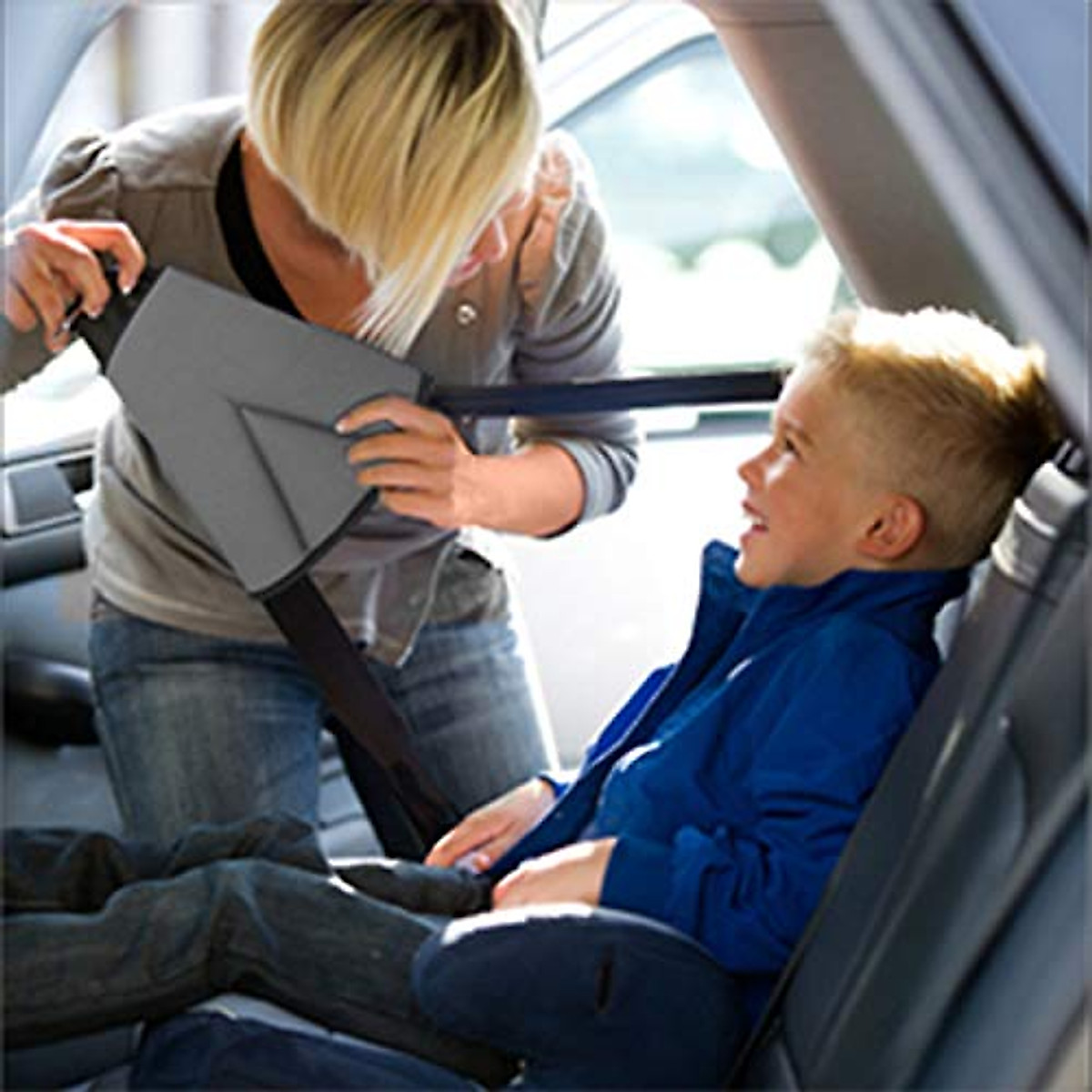 Seat Belt Adjuster for Kids,2 Pack Triangle Seatbelt Adjuster for Short Adults,Auto Shoulder Neck Strap Adjuster,Car Protective Safety Strap Adjuster Cover Pad Harness (Gray)