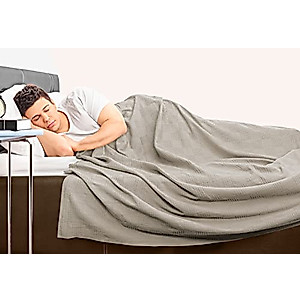 Utopia Bedding 100% Cotton Blanket (King Size - 90x108 Inches) 350GSM Lightweight Thermal Blanket, Soft Breathable Blanket for All Seasons (Khaki)