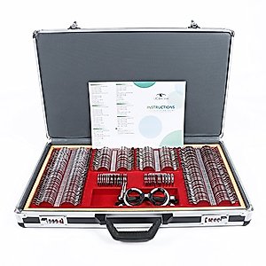 UCanSee High Qualtiy 266 Trial Lens Set Optical Kit Metal Rim Wood Frame Aluminum Box