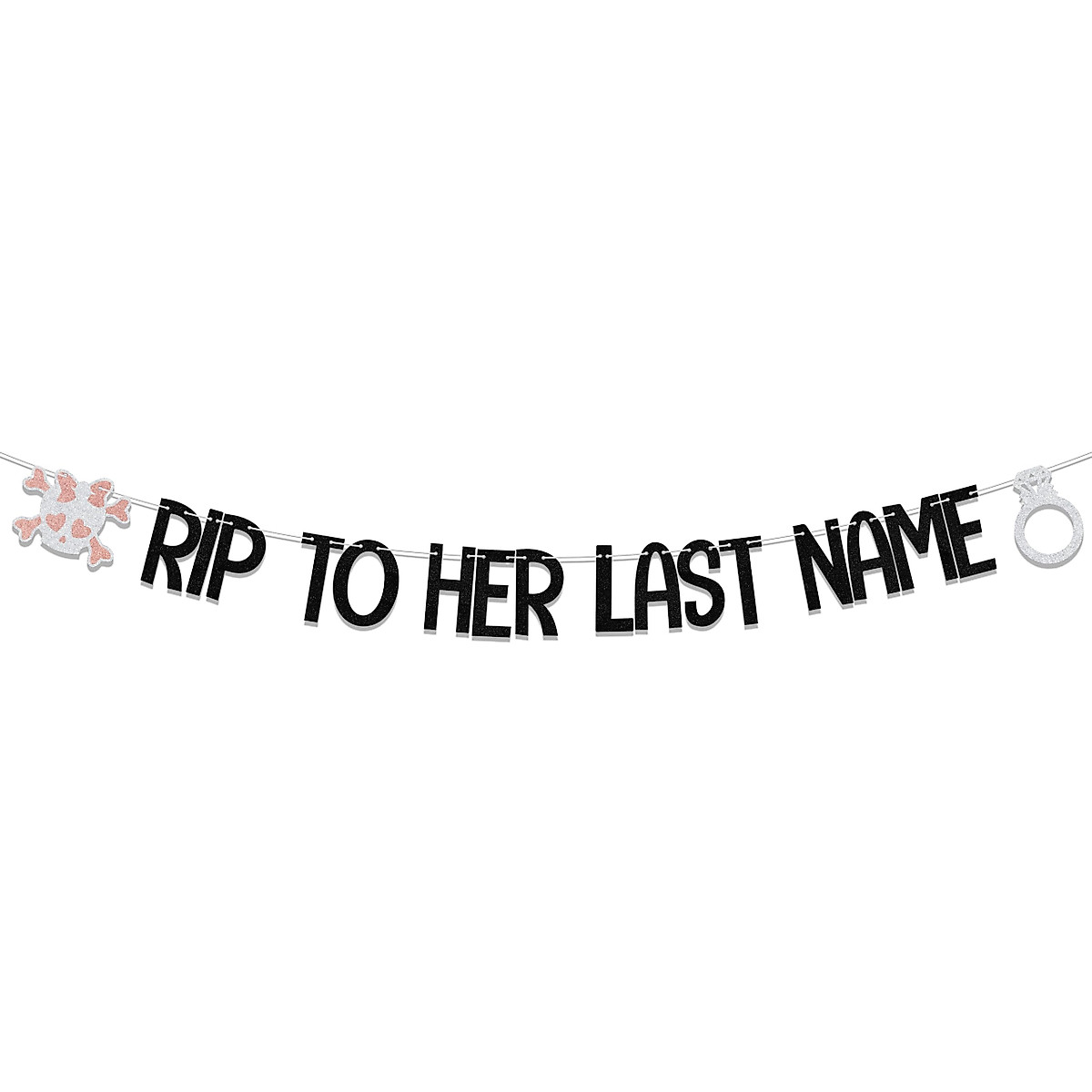 Rip To Her Last Name Banner,Rip Single Life Decor,Fun Bach Bride Or Die Wedding Engagement,Halloween Emo Bridal Shower Engagement Wedding Party Supplies Black