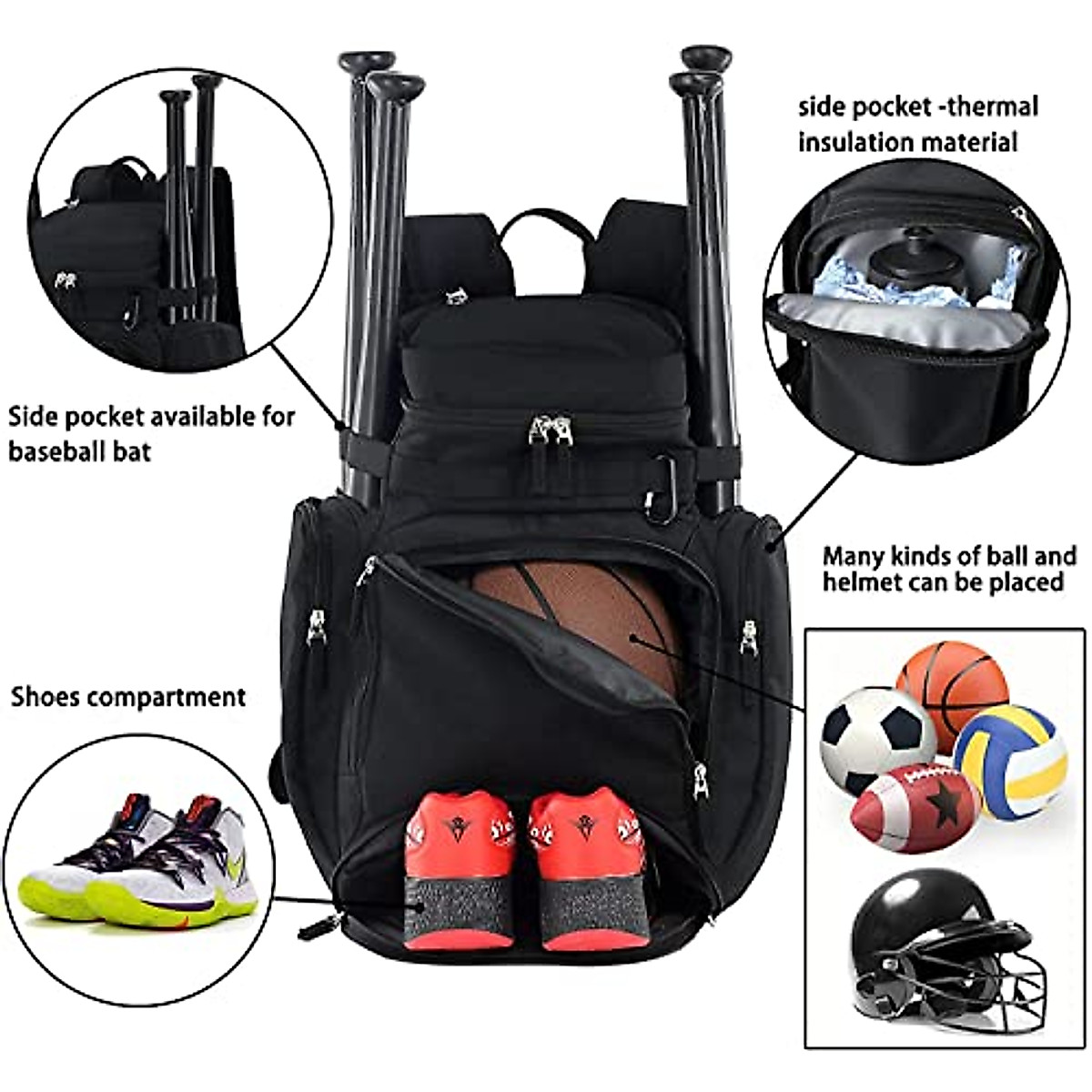 Goloni basketball backpack bag With Large shoe and ball compartment, soccer backpack, baseball, softball, volleyball sport backpack bag, travel gym backpack, basketball training equipment
