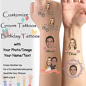 Personalized Temporary Tattoo Custom Name Boy Face Custom Tatto Paper 1 Set of 15 Pieces Birthday Bachelor Wedding Tattoos