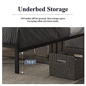 Allewie Queen Size Platform Bed Frame with Wooden headboard and Metal Slats/Rustic Country Style Mattress Foundation/Box Spring Optional/Strong Metal Slats Support/Easy Assembly