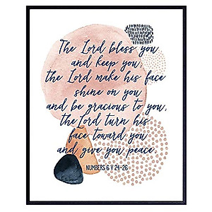 May the Lord Bless You and Keep You - Positive Inspirational Uplifting Religious Bible Study Wall Decor - Motivational Quote Scripture Verse Wall Art - Christian Encouragement Gifts - Aaronic Blessing