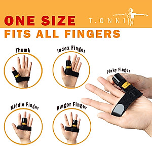 T.ONKI Set of 2 Mallet Finger Splint w/ Hand Support Brace, Trigger Finger w/ 2 Free Gel Sleeves & Built-in Aluminium Bar Fit All Fingers, Universal Right vs. Left Hand Straightener for Pain Relief & Injuries - 2 Pack