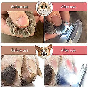 Petgravity Cat Dog Nail Clippers Trimmer with LED Light to Avoid Over-Cutting Hidden Nail File Razor Sharp Blade with 3 Battery Professional Grooming Tools Kit for Pet Claw Care Pink