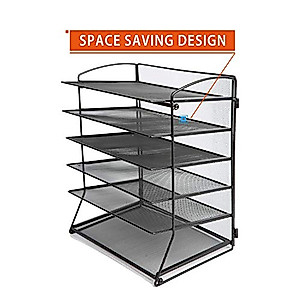 CLATINA 6-Tier Metal Mesh Desk File Organizer Desktop Letter Tray Paper Document Holder for Office Home School Black