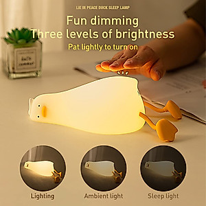TOOGE LED Duck Night Light Cute Small Lamp Night Light for Kids 3 Levels Dimmable Nursery Nightlight with Timer Silicone Squishy Duck Portable Rechargeable Touch Bedside Lamp