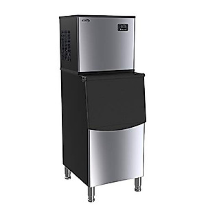 KoolMore Modular Ice Maker Machine, 315 lb. Full Cube Production, Free-Standing with Air Cooled Evaporator, 200 lb Bin, Stainless-Steel