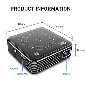 IULJH Mini Projector 4K DLP Android 9.0 Support Mini video Beamer Mobile Phone with Battery ( Color : E )