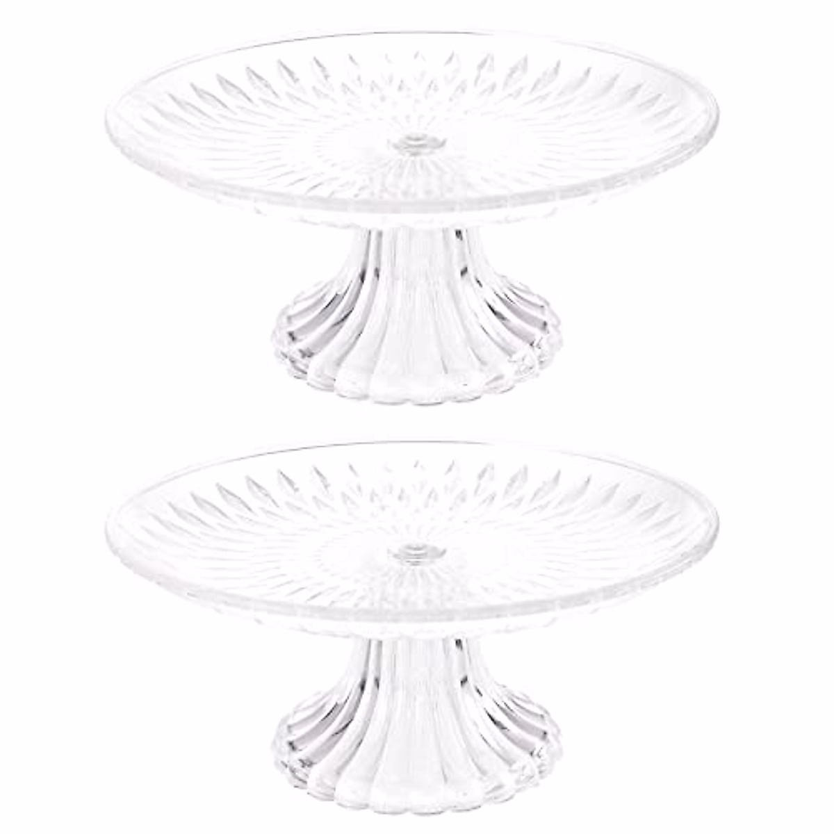 DOITOOL 2Pcs Glass Footed Platter Crystal Footed Cake Plate Platter Round Footed Cake Stand Clear Serving Dish Platter for Home Kitchen (Transparent)