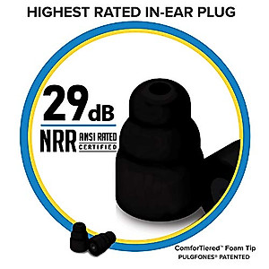 Plugfones Protector VL Audio Earbuds, OSHA Compliant Earplugs with Sound, Black & Red