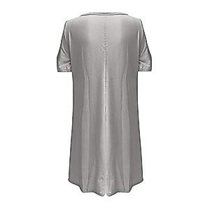 Women's 2021 Summer Boho Maxi Dress V-Neck Short Sleeve Solid Color Off-the-shoulder Dress Maternity Prom Dress (Gray, XL)