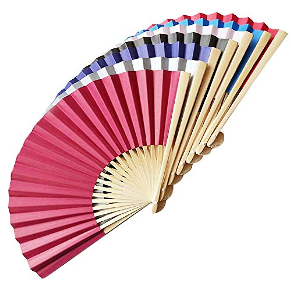 RAZZUM Decorative Folding Fans Solid Hand Held Paper Fans Bamboo Folding Fans Handheld Folded Fan for Party Hand Fan Cool Bamboo Flower Personalized fan
