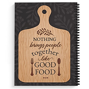 Treasured Recipes Personalized 8.5" x 11" Recipe Notebook, Durable Gloss Laminated Softcover, 120 Recipe Pages, Black Wire-o spiral. Made in the USA.