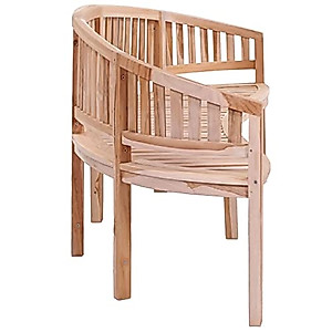 vidaXL Solid Teak Wood Banana Bench Garden Outdoor Patio Balcony Backyard Terrace Living Room Seat Lounge Seating Wooden Home 78.7"