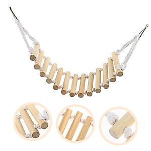 FRCOLOR 3pcs Wooden Climbing Ladder Turtle Platform Pet Ladder Bridge Wooden Reptile Ladder Bird Cage Ladder Hanging Bird Ladder Parakeet Wood Ladder Lizards Bridge Hamster Playing Large