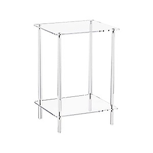 Aquiver Small Acrylic Side Table - 13.4'' L x 11.5'' W x 19.6'' H Clear Nightstand - 2 Tiers Small End Table Bedside Table for Living Room, Bedroom