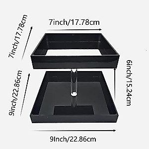 Black Perfume Display Organizer Tray - Acrylic 2-Tier Bathroom Countertop Organizer Vanity Trays Makeup Storage Shelf Holder for Cosmetic Dresser Table Cabinet Kitchen（Black）