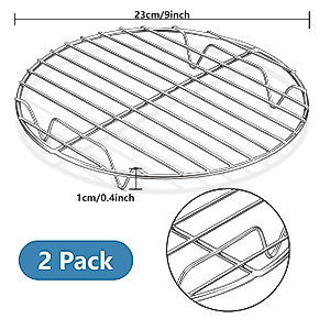 Herogo Round Cooling Rack for Cooking and Baking Set of 2, 9 Inch Stainless Steel Grill Steaming Rack Fit Stockpot Air Fryer Canning, Healthy, Smooth Edge, Oven and Dishwasher Safe