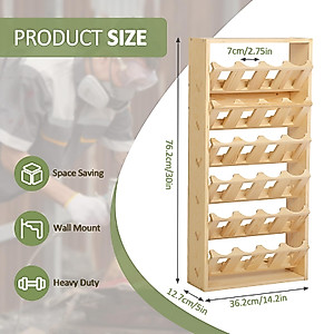jxgzyy 6 Tier 24 Can Spray Paint or Lube Can Wall Mount Storage Holder Rack Lube Holder Organization Storage Rack Wood Shelf Case Organizer, 14.2" L x 5" W x 30" H