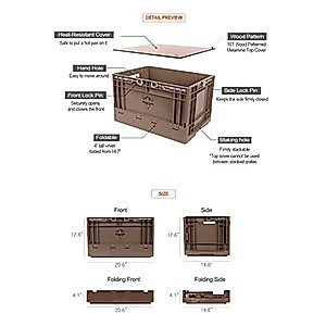 Front Loading Collapsible 13.7 Gallon 52L Storage Crate with a Melamine Lid Foldable Box Colorful Plastic Utility Bin for Home Garage Outdoor (1P)) (Black)