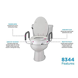 NOVA Medical Products Toilet Seat Riser with Handles, White