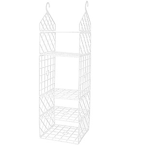 ARTIBETTER Multi- Layers DIY Foldable Hanging Closet Organizer Plastic Closet Space Saver for Clothing Sweaters Towels Pajamas Hats- Three Large One Small (White)