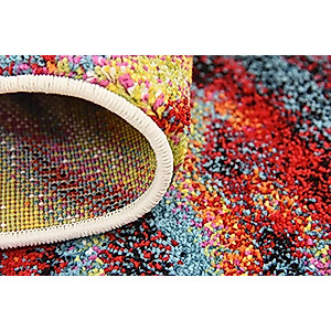 Unique Loom Lyon Collection Modern Abstract Tie-Dye Fireworks Area Rug, 5 x 8 Feet, Multi/Blue