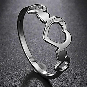 Jude Jewelers Stainless Steel Open Heart Karma Style Wedding Engagement Statement Promise Anniversary Ring (Silver, 9)