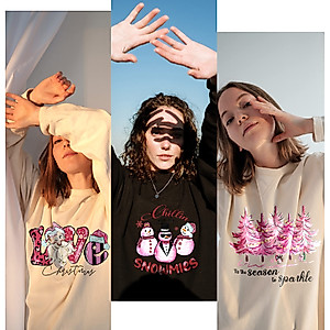 11 Sheets Christmas Iron on Letters transfers for t Shirts - Christmas HTV Heat Transfer Vinyl Iron on Decal Patches Design - Christmas Crafts Iron on Decals for Women