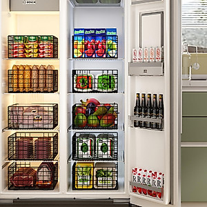 X-cosrack Metal Wire Basket Pantry Basket Foldable Cabinet Organizer with Handles-6 Pack-12"x9"X6", Food Storage Freezer Organizer Bins for Kitchen Bathroom Laundry Closet Garage - Patent Design