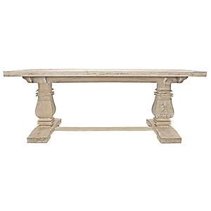 Benedict Rectangular Dining Table in Mango Solid Wood with White Wash Finish