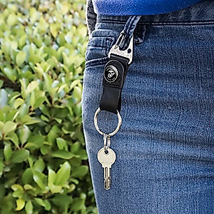 GRAPHICS & MORE United States Marine Corps USMC White Black Officially Licensed Keychain with Leather Fabric Belt Clip-On Carabiner