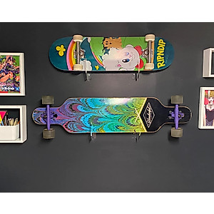 WANLIAN Skateboard Wall Mount Display Rack Skateboard Wall Rack Display Rack Hanger Rack Skateboard Wall Mount Bracket Deck Rack 1 Pair