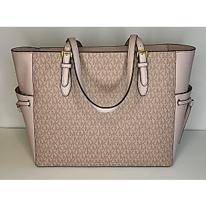 Michael Kors MICHAEL Michel Kors Gilly Large Drawstring Travel Tote bundled with Double Zip Wristlet Purse Hook (Signature MK Pink)