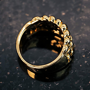 Nugget Ring 14k Gold Plated Yellow Pinky Pimp Finger Hip Hop Style For Man or Women Fashion - Size 7-12 (8)
