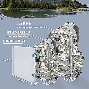 MoiShow Fishing Tackle Backpack Storage Bag, Ultralight Water-Resistant Outdoor Shoulder Backpack Camo Fishing Tackle Box Bag with Rod Holder [14.9 X 9.4 X 5.1 Inch]