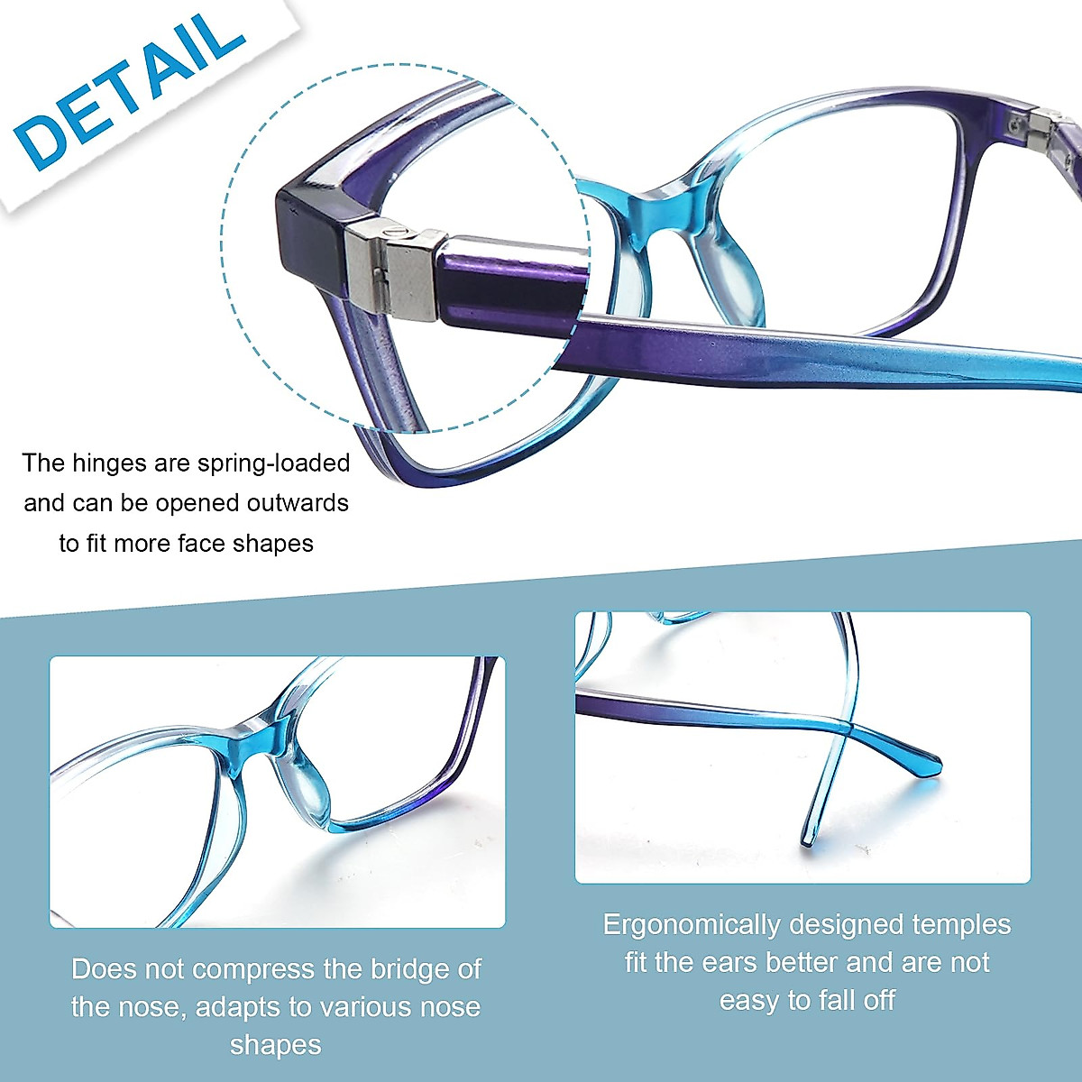 STASTEND 4 Pack Progressive Multifocus Reading Glasses for Women Men Spring Hinge Blue Light Blocking Readers (MIX, 1.50, x)