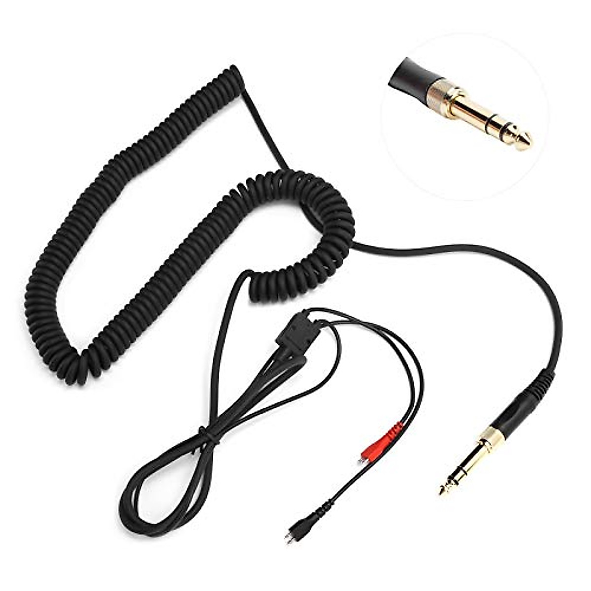 eboxer-1 Headphone Audio Cable, Spring Audio Cable with Adapter, OFC Copper Core, Replacement 3.5mm Headset Audio Wire for Sennheiser HD25/HD560/HD540/HD430/HD250, 19.7ft