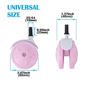 Baby Walker Wheels Replacement, Set of 2, Baby Walker Accessories, Plastic Wheels Casters, Universal Wheels (10mm, Pink)