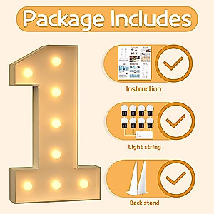 imprsv 3FT Marquee Light Up Numbers, Mosaic Numbers for Balloons, Number 1 Balloon Frame, Marquee Light Up Letters,1st Birthday Decorations, First Birthday Party Decor, Anniversary Decorations