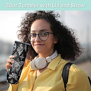 owbgsdh 20 oz Goth Skinny Tumblers with Lid and Straw, Butterfly Stainless Steel Vacuum Insulated Travel Coffee Mug Cup Water Bottle, Gothic Decor Stuff Accessories, Gifts for Women Girls Goth Lover