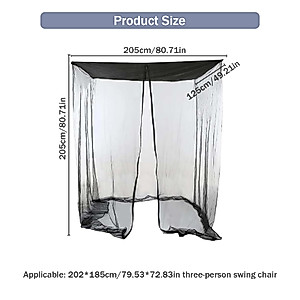 Garden Netting Patio Net for 3 Person Swing Chair, Waterproof Top Cloth Mesh Netting with Zipper,Breathable Roof Tent, Rectangle Outdoor Screen Tent