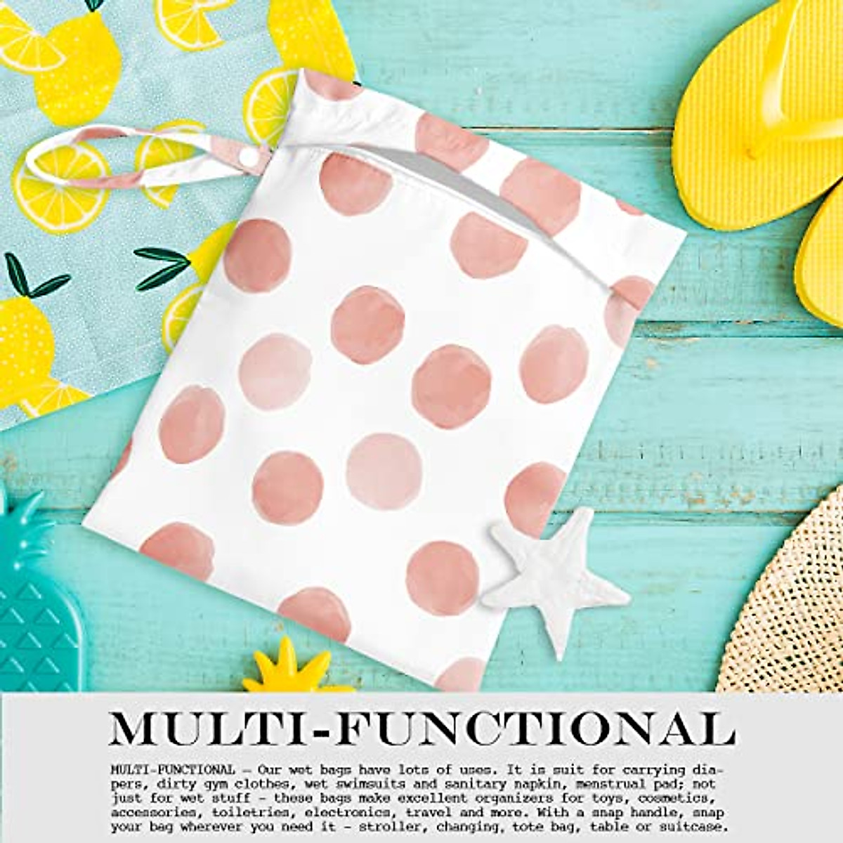 zcyxuuw Wet Bag, Wet Dry Bag, Wet Bag for Swimsuit, Travel, Beach, Pool, Diapers, Dirty Yoga Gym Clothes, Makeup Bag, Waterproof Reusable Polka Dot Decor Geometric Polka Dot