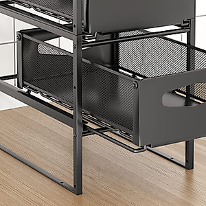 TidyEasy 2-Tier Under Sink Organizer with Sliding Storage Drawer,Pull Out Steel Basket with Simple Gear, Kitchen Bathroom Cabinet Storage (White)