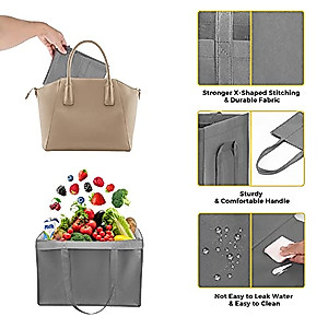 MAXCYCLE Reusable Grocery Bags 10 Pack Large Durable Foldable Shopping Tote Bags with 10 Removable Bottoms For Groceries