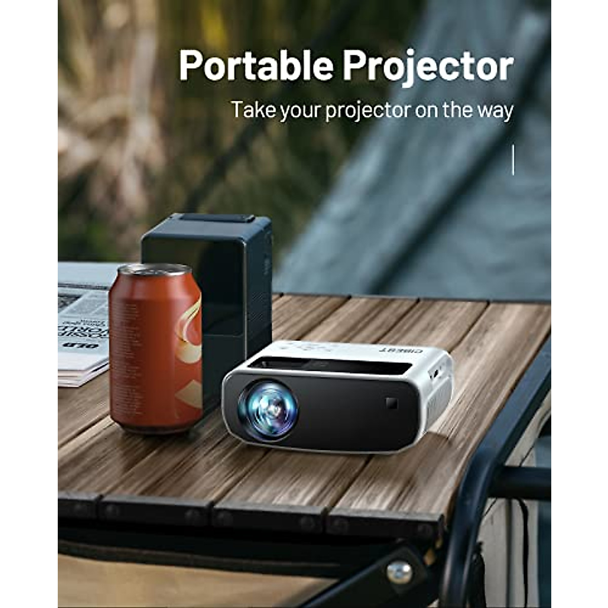 Mini Projector, 2023 Upgraded CiBest 1080P Full HD Portable Projector, 12000L Outdoor Projector for Home Theater Movie Projector, Projector 4K Compatible with HDMI, VGA, USB, TV Stick, Laptop