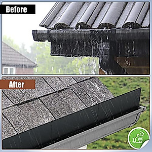 BJADE'S Gutter Valley Splash Guard,4 Pcs Aluminum Roof Valley Splash Shield Gutter Guard.for Straight,Flat Roofs,Corner,10 inch Each,Black