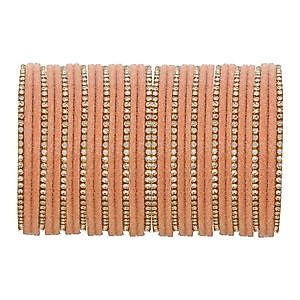 Efulgenz Indian Bangle Set Rhinestone CZ Crystal Wedding Bridal Velvet Bangle Bracelets Jewelry for Women.